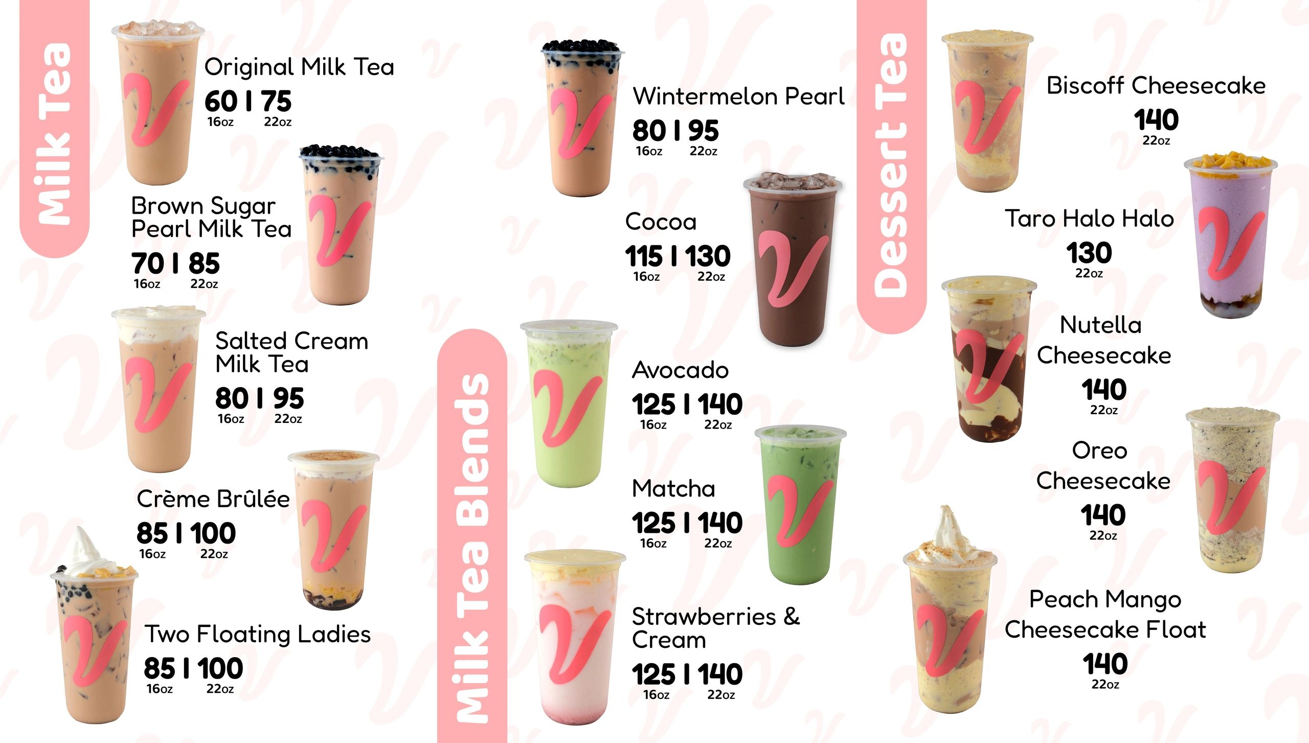 Menu Velvet Milk Tea Donuts Menu Velvet Milk Tea Donuts